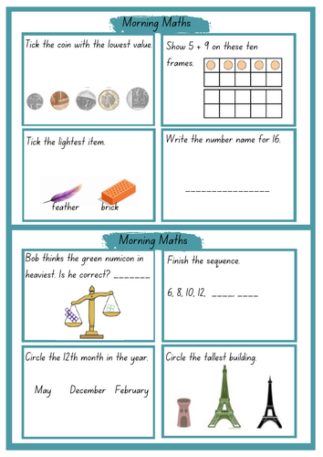 Y1 Morning maths | Teaching Resources