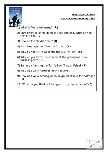 Goodnight Mr Tom Writing Unit | Teaching Resources