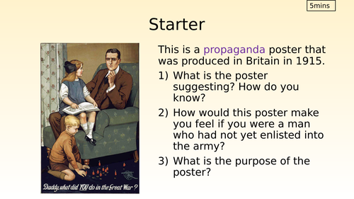 World War I Unit of Work KS3 6 lessons | Teaching Resources
