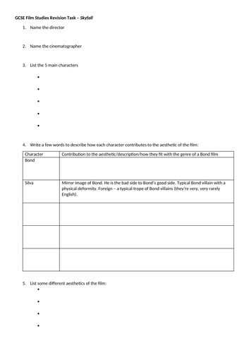 GCSE Film Studies: Skyfall | Teaching Resources