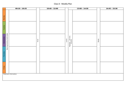 Blank Weekly Timetable Planner | Teaching Resources
