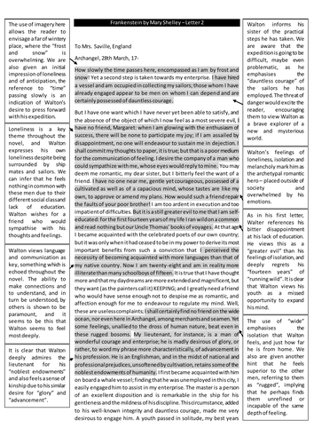 Frankenstein letter 2 Fully Annotated | Teaching Resources