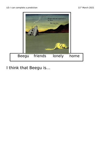Beegu KS1 Entire Writing Unit - Predictions, Captions, SPaG and Letters ...
