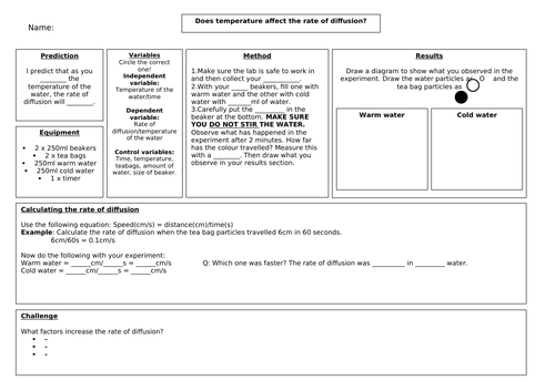 Biology Diffusion KS3 | Teaching Resources