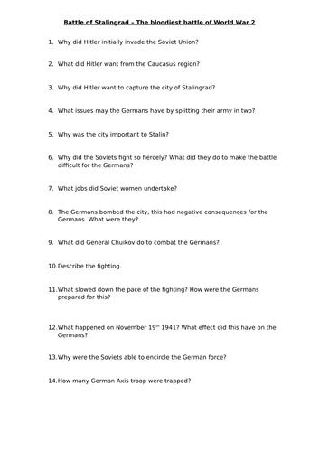 The Battle of Stalingrad | Teaching Resources