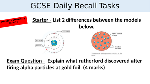 GCSE Chemistry - Daily Recall Tasks | Teaching Resources