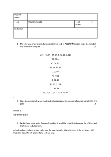 IGCSE Computer Science Programming Test and Answers | Teaching Resources IGCSE Computer Science Programming Test and Answers | Teaching Resources