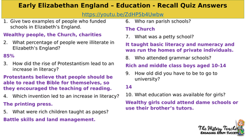 Elizabethan Education - Editable Worksheets | Teaching Resources