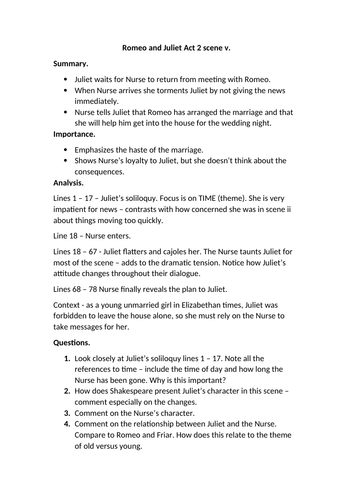 Romeo and Juliet Act 2 scenes 3 - 6 | Teaching Resources
