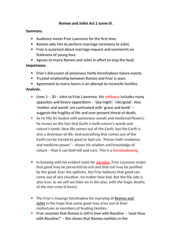 Romeo and Juliet Act 2 scenes 3 - 6 | Teaching Resources