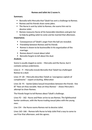 Romeo and Juliet Act 2 scenes 3 - 6 | Teaching Resources