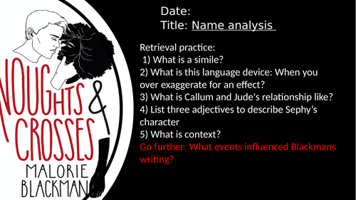 Noughts and Crosses Name Analysis Lesson | Teaching Resources