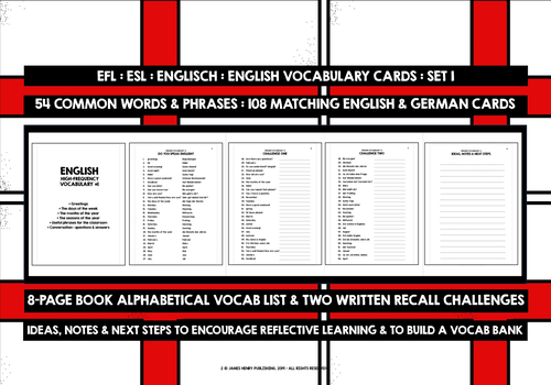 ENGLISCH ESL VOCABULARY CARDS #1 | Teaching Resources
