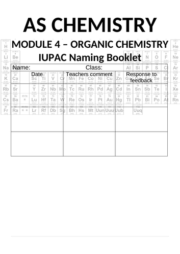 AS Chemistry - IUPAC Naming Booklet | Teaching Resources
