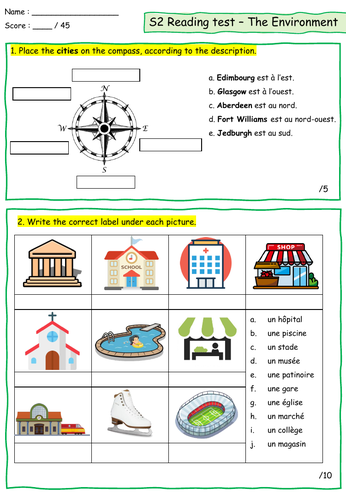 S2 Reading and Listening Assessments - In town/My house | Teaching ...
