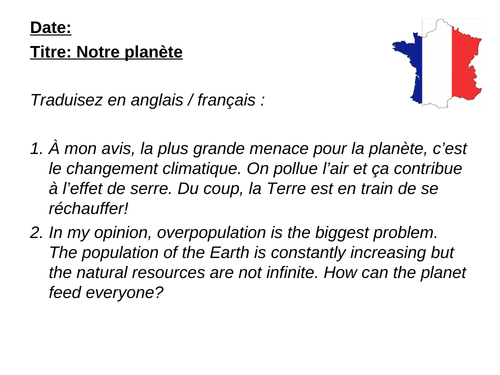 AQA/EDEXCEL Studio GCSE French (Higher) – Module 8 – Notre planète ...