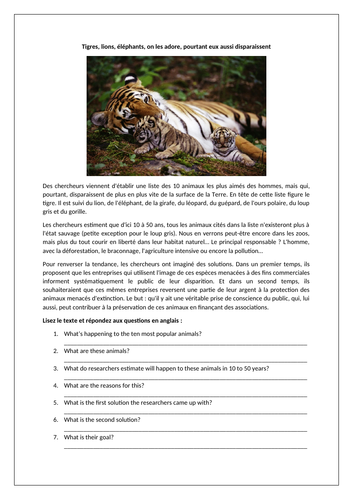 Endangered species / Environment / Global issues | Teaching Resources