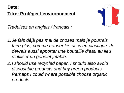 AQA/EDEXCEL Studio GCSE French (Higher) – Module 8 – Protéger l ...