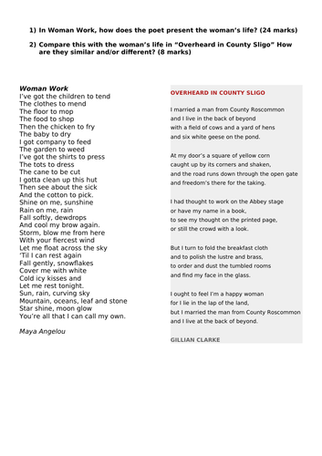 AQA GCSE English Literature Unseen Poetry Revision | Teaching Resources