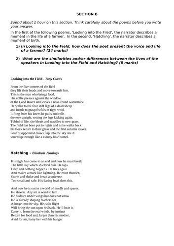 AQA GCSE English Literature Unseen Poetry Revision | Teaching Resources