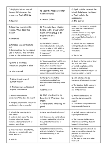 EDUQAS GCSE RS Trivial Pursuit Revision Game (WJEC) | Teaching Resources