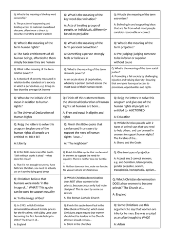 EDUQAS GCSE RS Trivial Pursuit Revision Game (WJEC) | Teaching Resources