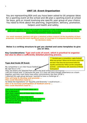 Level 3 BTEC Sport Unit 10: Sports Event Organisation Pack | Teaching ...