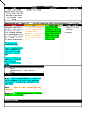 Level 3 BTEC Sport Unit 10: Sports Event Organisation Pack | Teaching ...