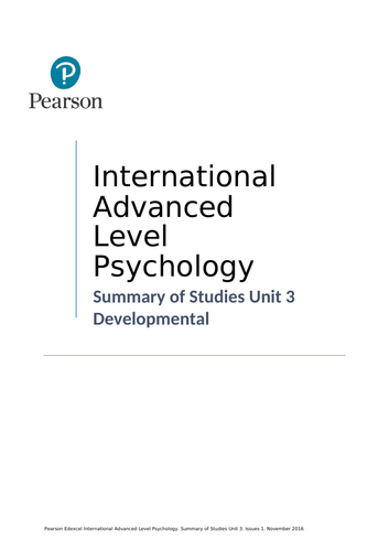Edexcel International A' Level Psychology - Developmental - Complete ...