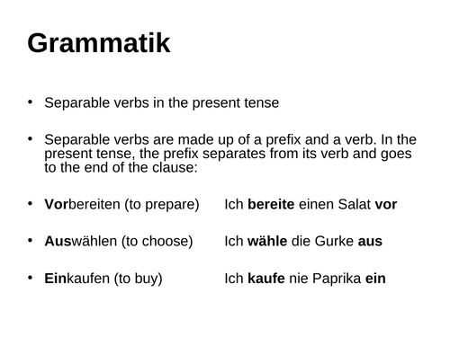 Separable verbs in the present tense | Teaching Resources