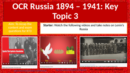 OCR Russia A Level 1894–1941 REVISION | Teaching Resources