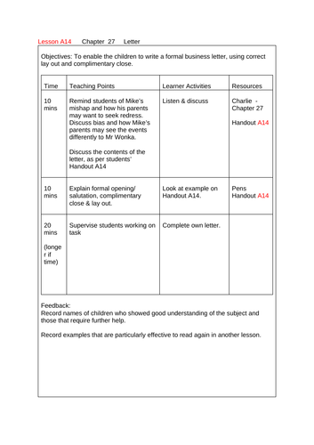 Business Letter from the Teavees - Charlie & the Choc Factory Ch 27 ...