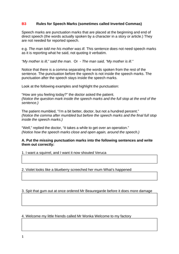 Using speech marks to punctuate direct speech - Links to 'Charlie ...
