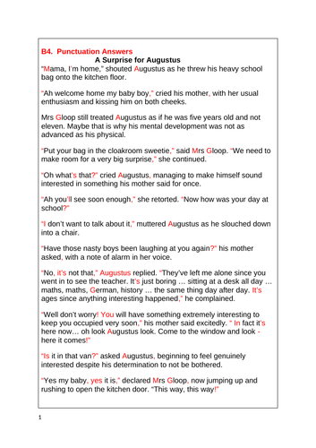 Punctuation Assessment & Answer Sheet | Teaching Resources