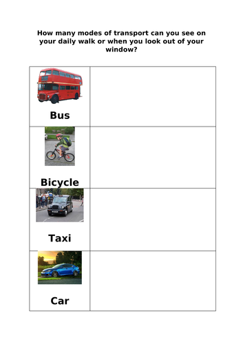 Transport Tally Chart | Teaching Resources