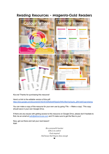 Colour Wheel Reading Learning Intentions, High Frequency Word Lists ...