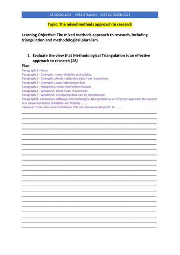 Sociology International Cambridge AS/A level Research Methods ...