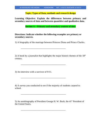 Sociology International Cambridge AS/A level Research Methods ...