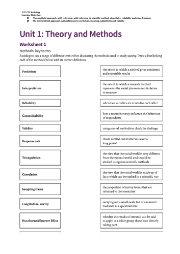 Sociology International Cambridge AS/A level Research Methods ...