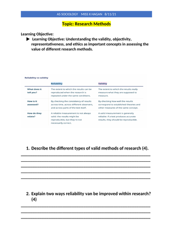 Sociology International Cambridge AS/A level Research Methods ...