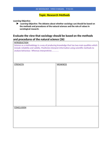 Sociology International Cambridge AS/A level Research Methods ...