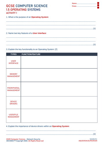 OCR/AQA/Pearson GCSE Computer Science -Operating Systems | Teaching ... OCR/AQA/Pearson GCSE Computer Science -Operating Systems | Teaching ...