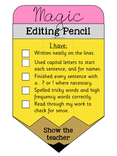 KS1 Magic Editing Pencil PRINTABLE (katie_wlknsn) | Teaching Resources
