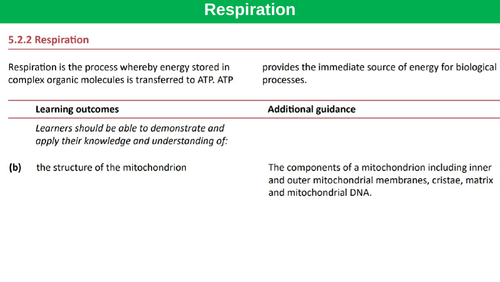 OCR Biology A 5.2.2 Respiration | Teaching Resources