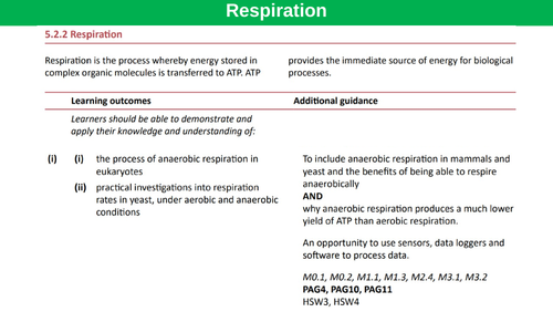 OCR Biology A 5.2.2 Respiration | Teaching Resources