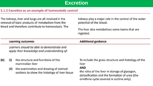 OCR Biology A 5.1.2 Excretion | Teaching Resources