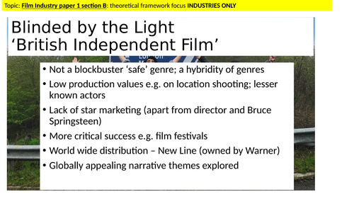 AQA media studies A level Film Blinded By the Light | Teaching Resources