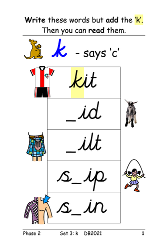 Phase 2, Set 3, g, o, c, k table cards | Teaching Resources