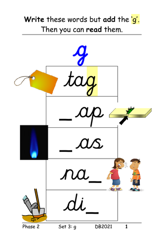 Phase 2, Set 3, g, o, c, k table cards | Teaching Resources