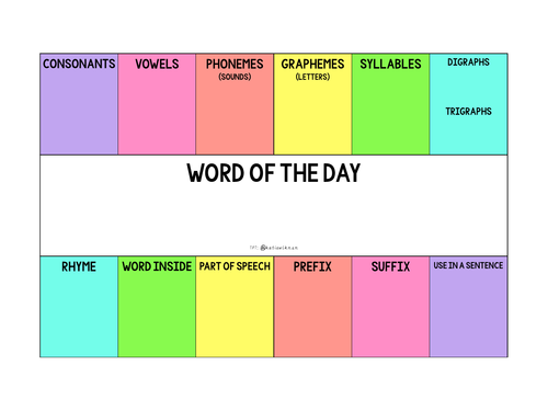 PRINTABLE Word of the Day Grid (katie_wlknsn) | Teaching Resources